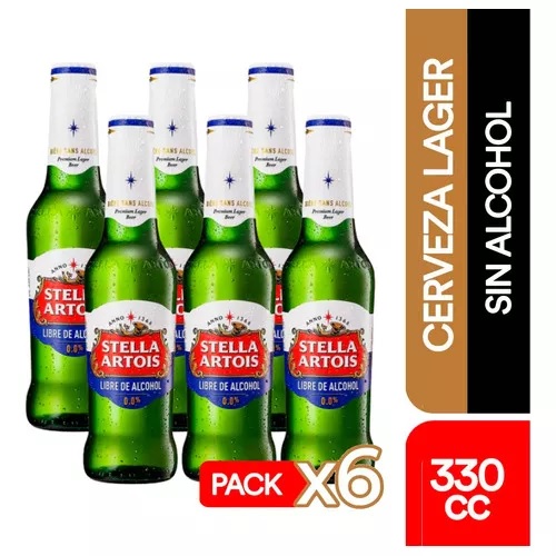 Almacenes Mediato - Cerveza Stella Artois s/alcohol 6 bot. x330ml